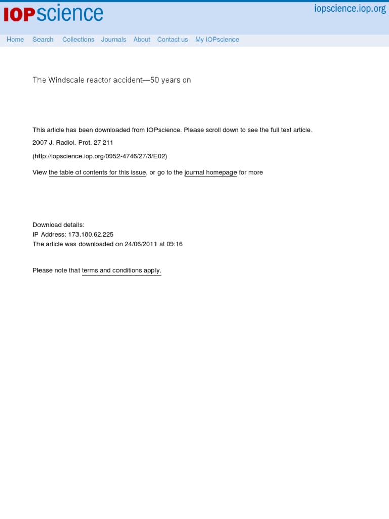 The Windscale Reactor Accident-50 Years On | PDF | Nuclear Reactor ...