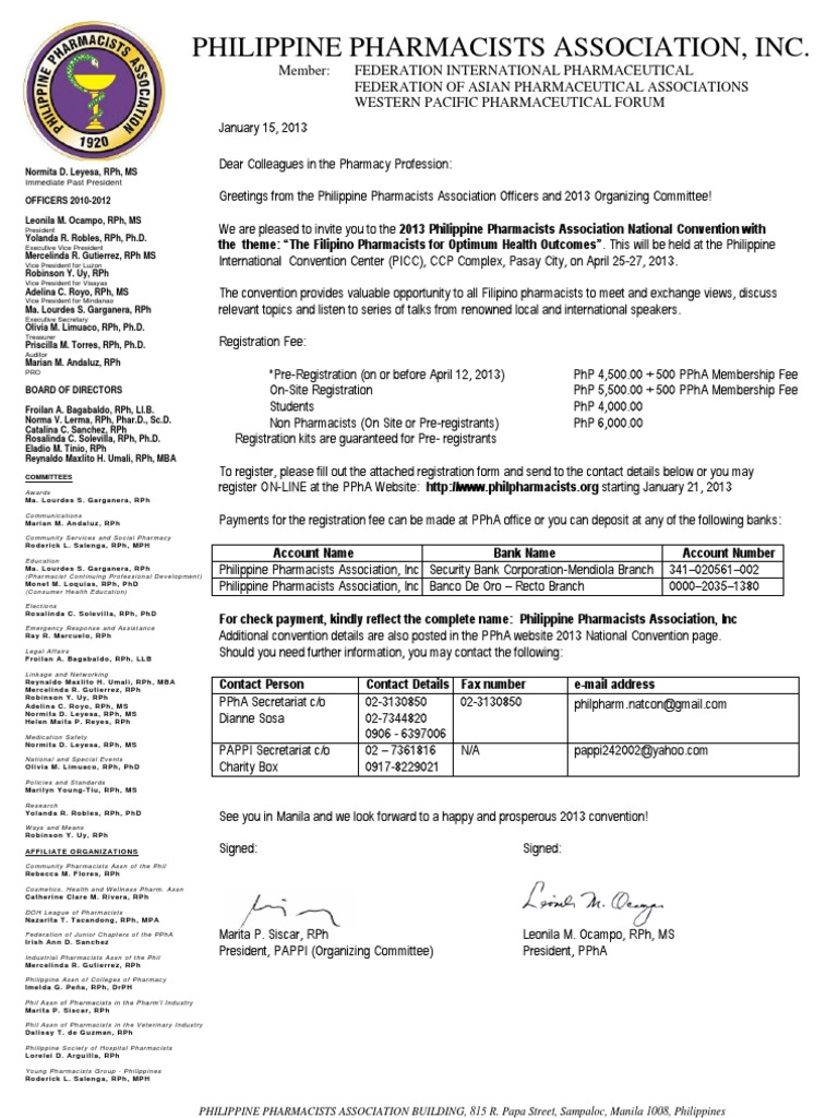 2013 PPhA National Convention Details | PDF | Health Care | Pharmacology