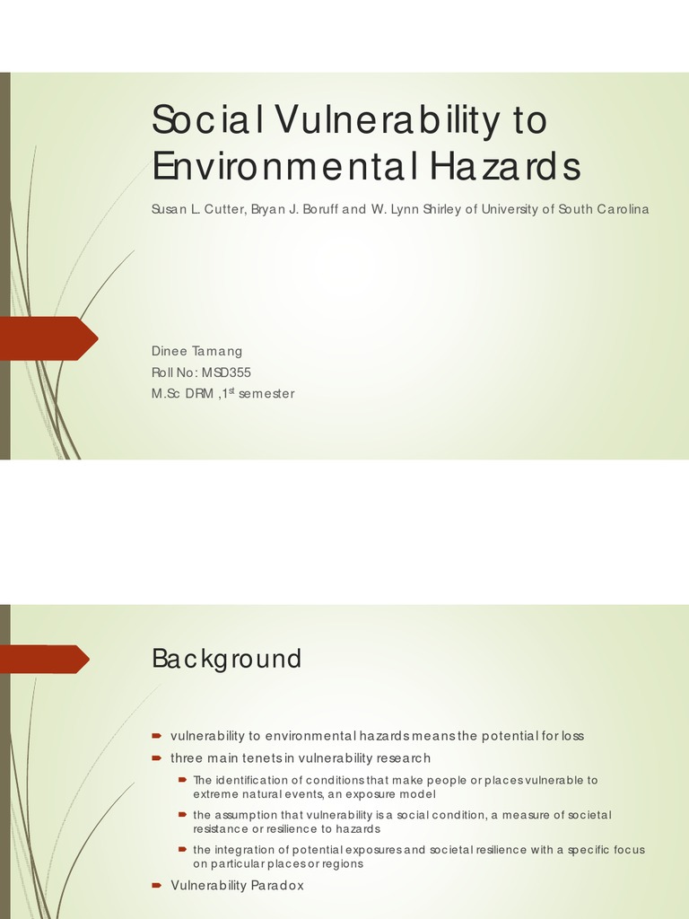 Class Presentation On Social Vulnerability To Environmental H | PDF ...