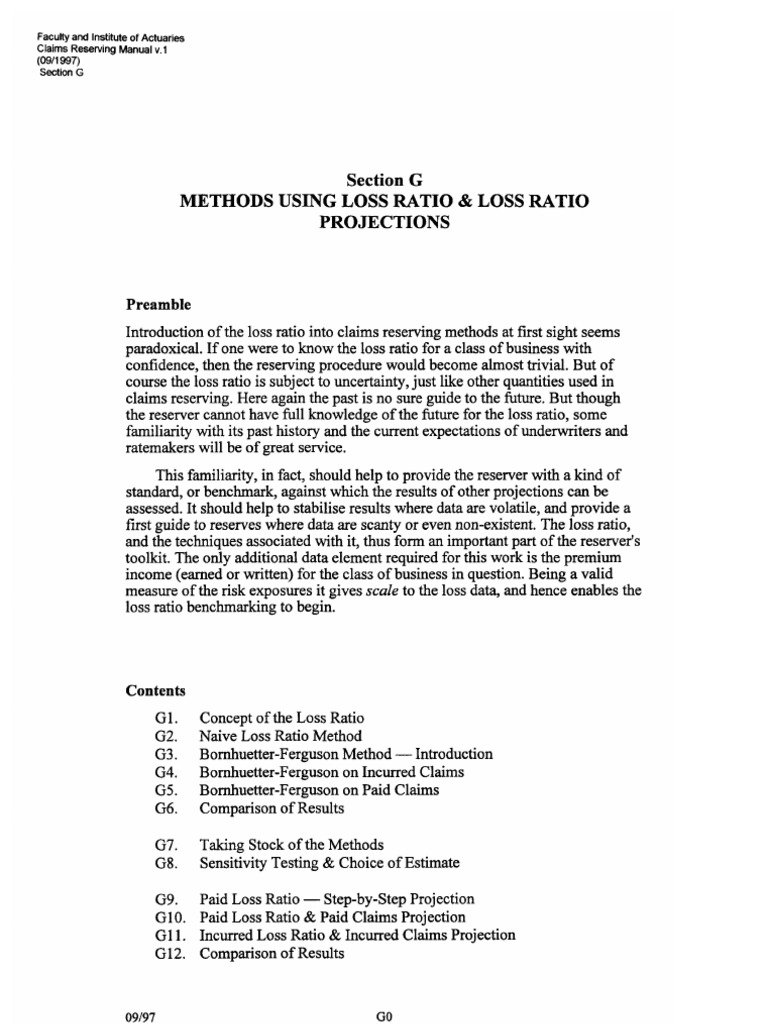 Reserving Method Using Loss Ratio | PDF | Ratio | Insurance