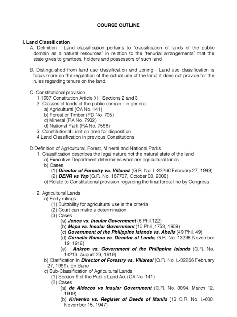 Arellano Outline Land Classification | PDF | Forestry | Wilderness