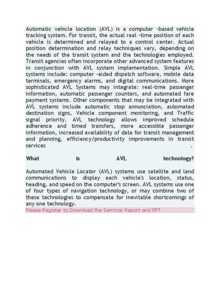 Understanding Automatic Vehicle Location Systems | PDF