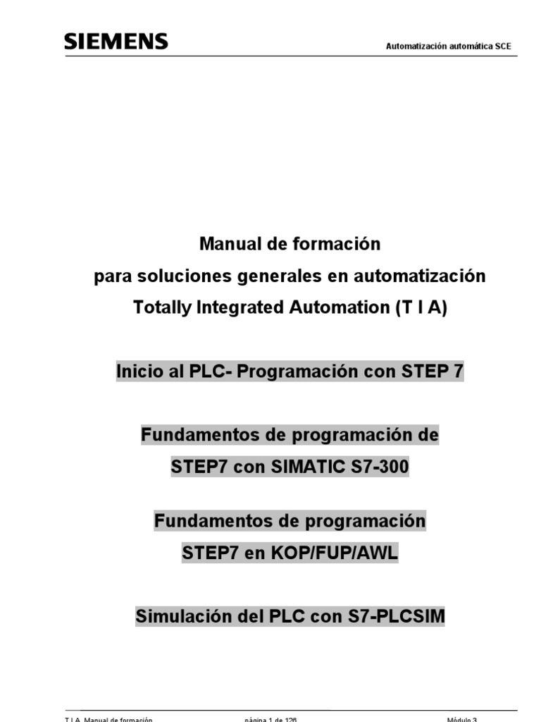 Inicio Al PLC - Programación Con STEP 7 PDF | PDF | Controlador lógico ...
