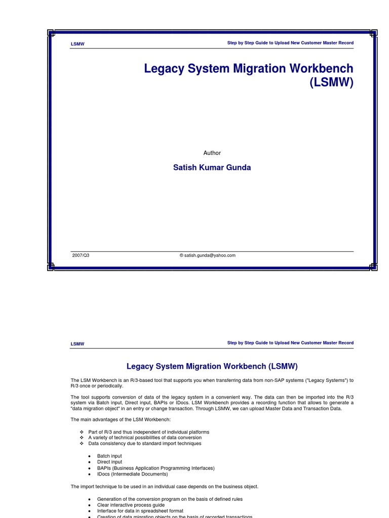 Step by Step To Upload New Customer Master Record With LSMW | PDF