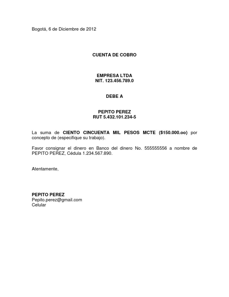 Modelo Cta Cobro | PDF