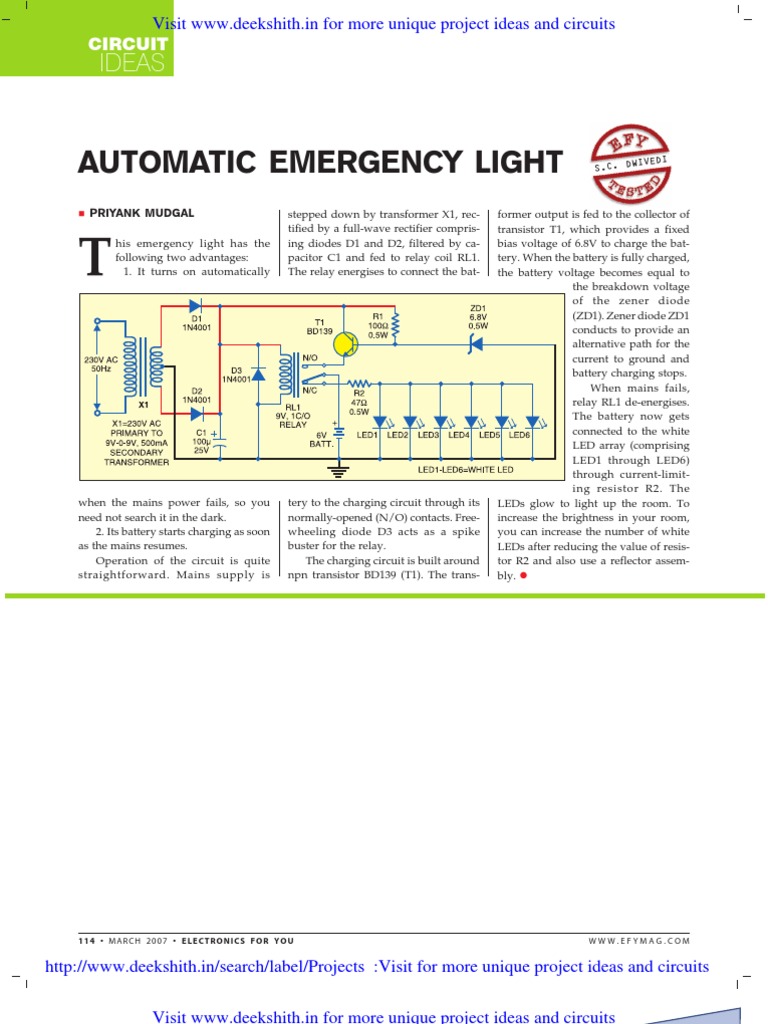 Automatic Emergency Light | PDF | Technology & Engineering