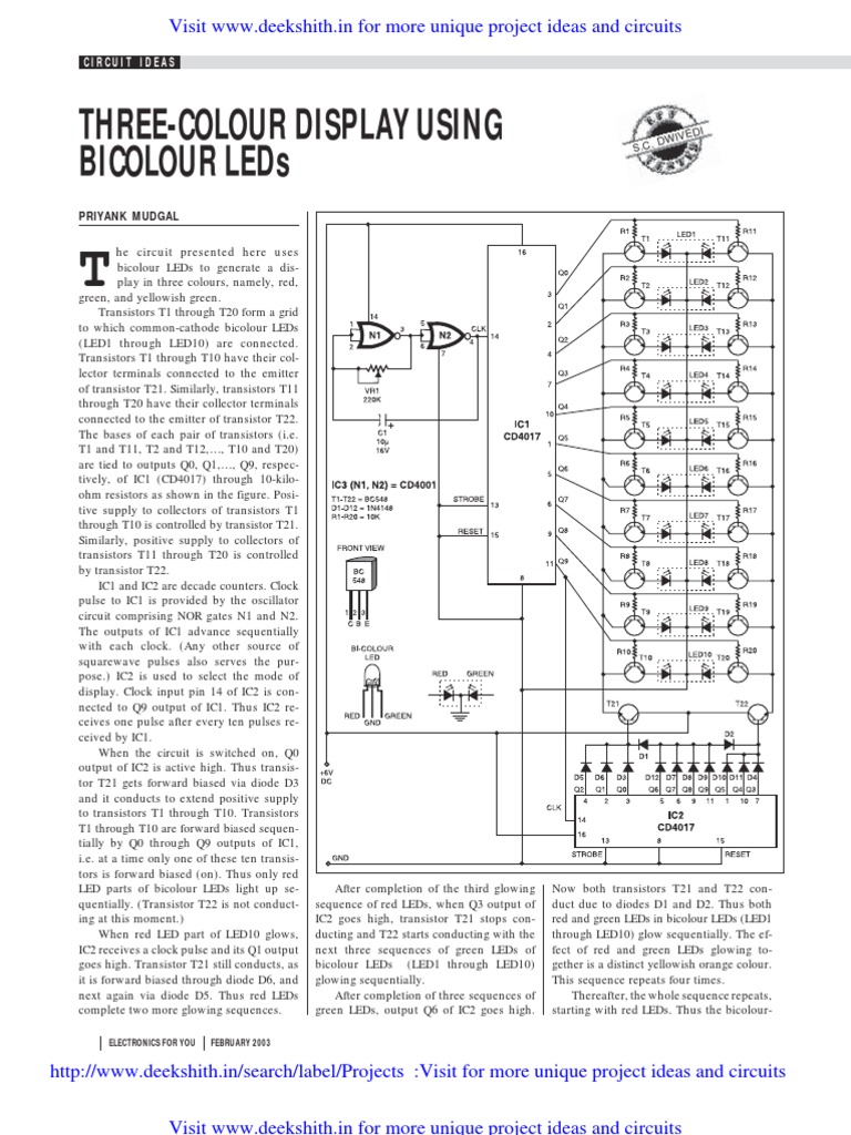 Bi-Coloured LED Display | PDF | Transistor | Light Emitting Diode