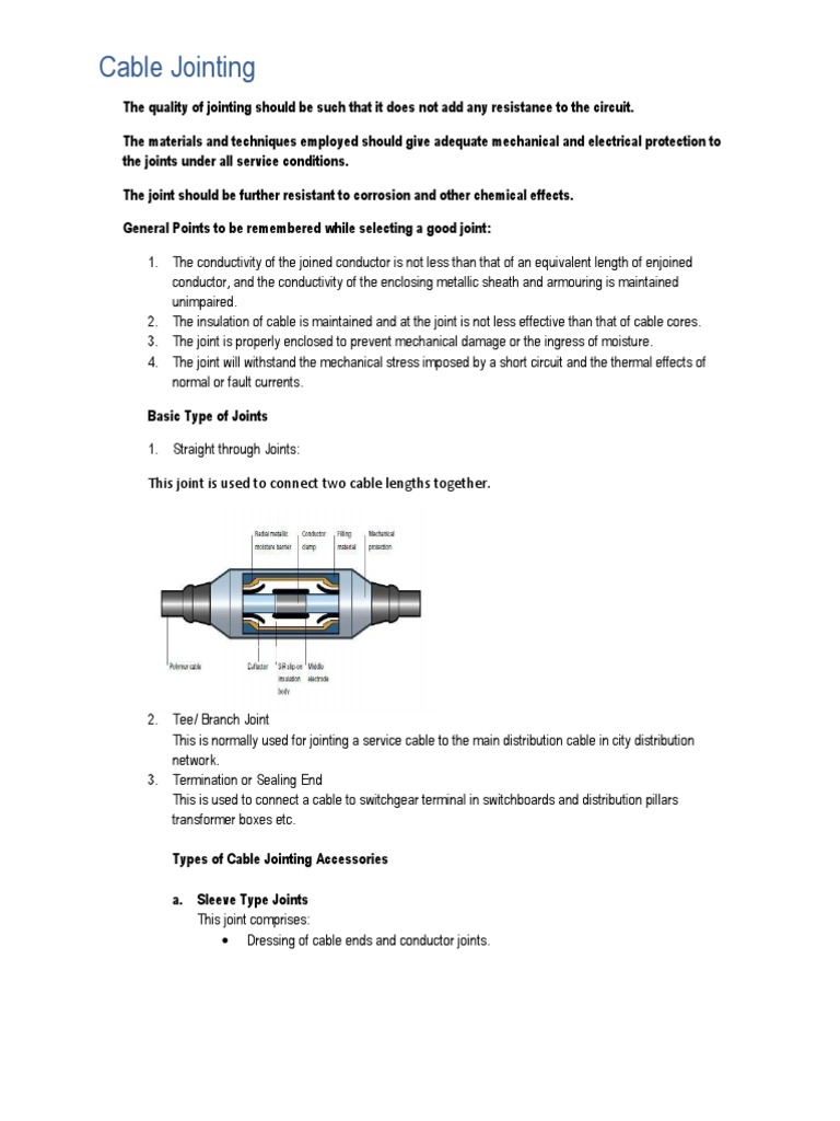 Cable Joints | PDF | Technology & Engineering