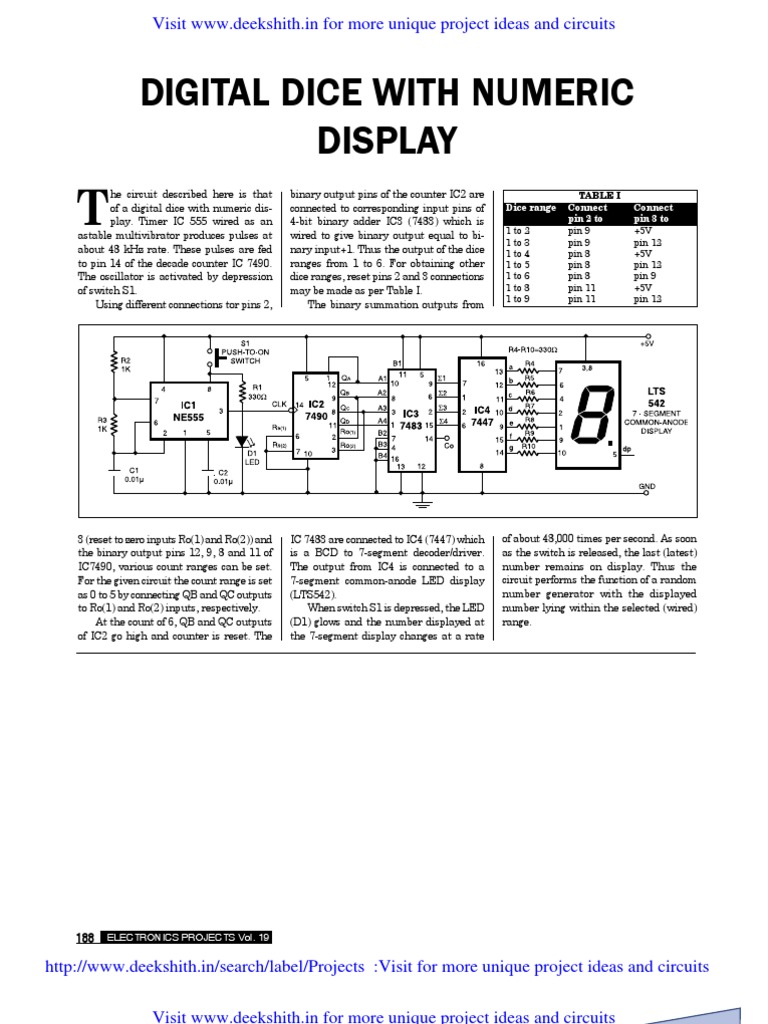 Digital Dice With Numeric Display | PDF | Electronic Circuits | Digital ...