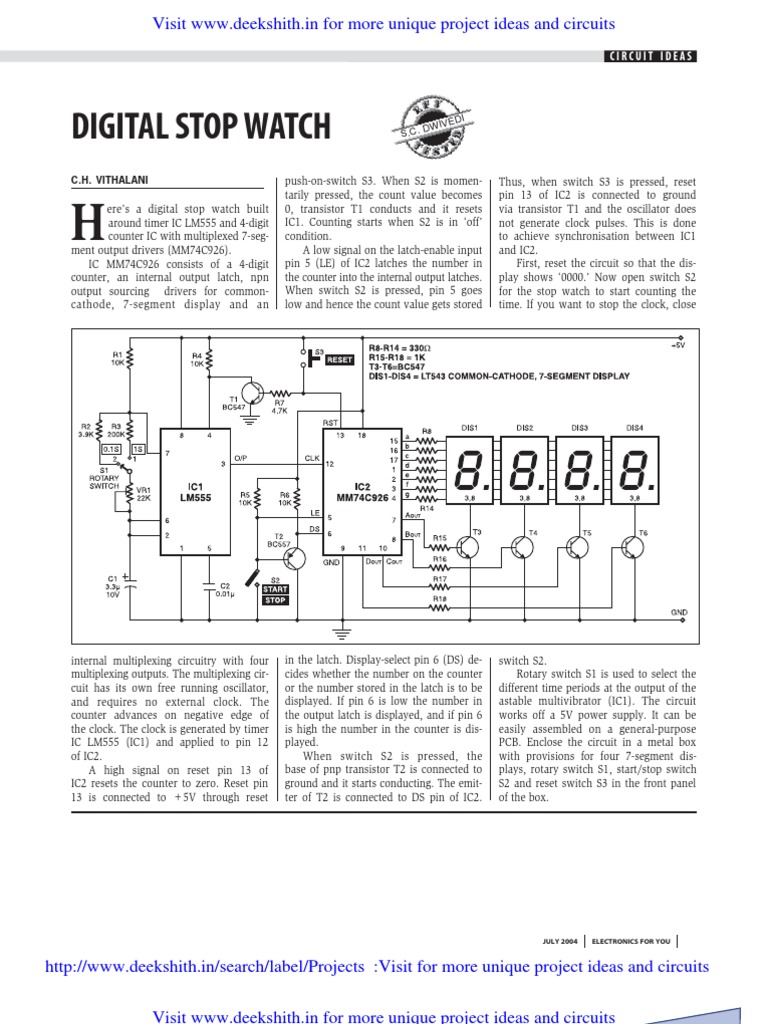Digital Stop Watch | PDF | Electronic Design | Computer Engineering