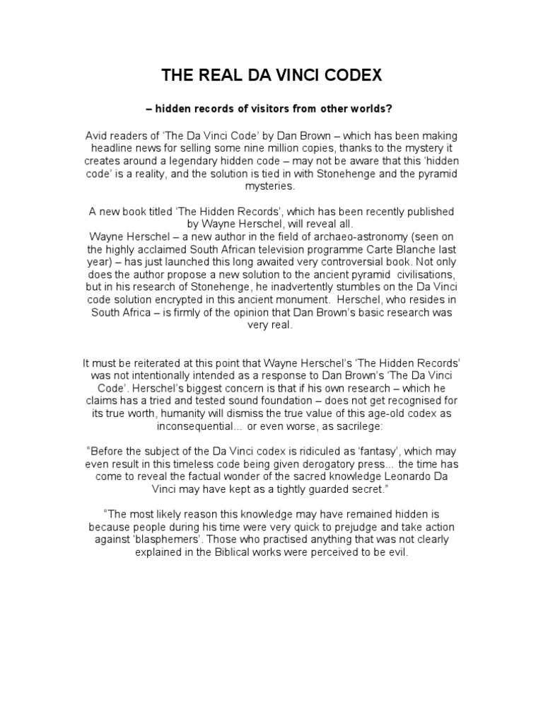 The Real Da Vinci Codex | PDF | Leonardo Da Vinci | Planets