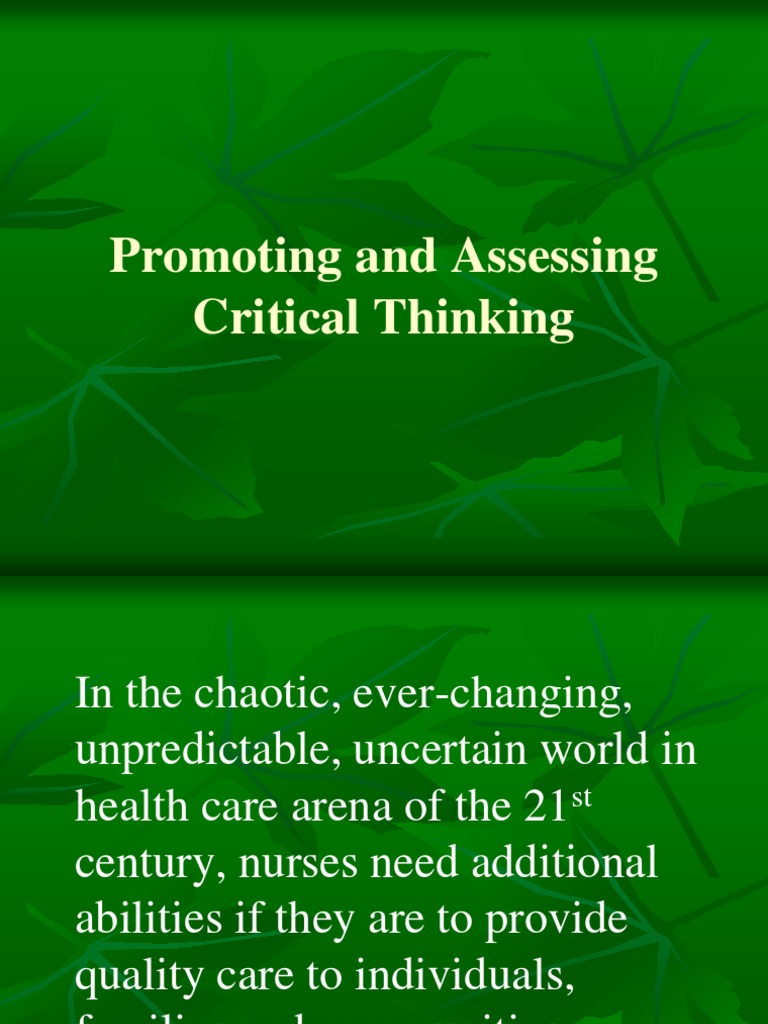 Promoting and Assessing Critical Thinking - Edited | Download Free PDF ...