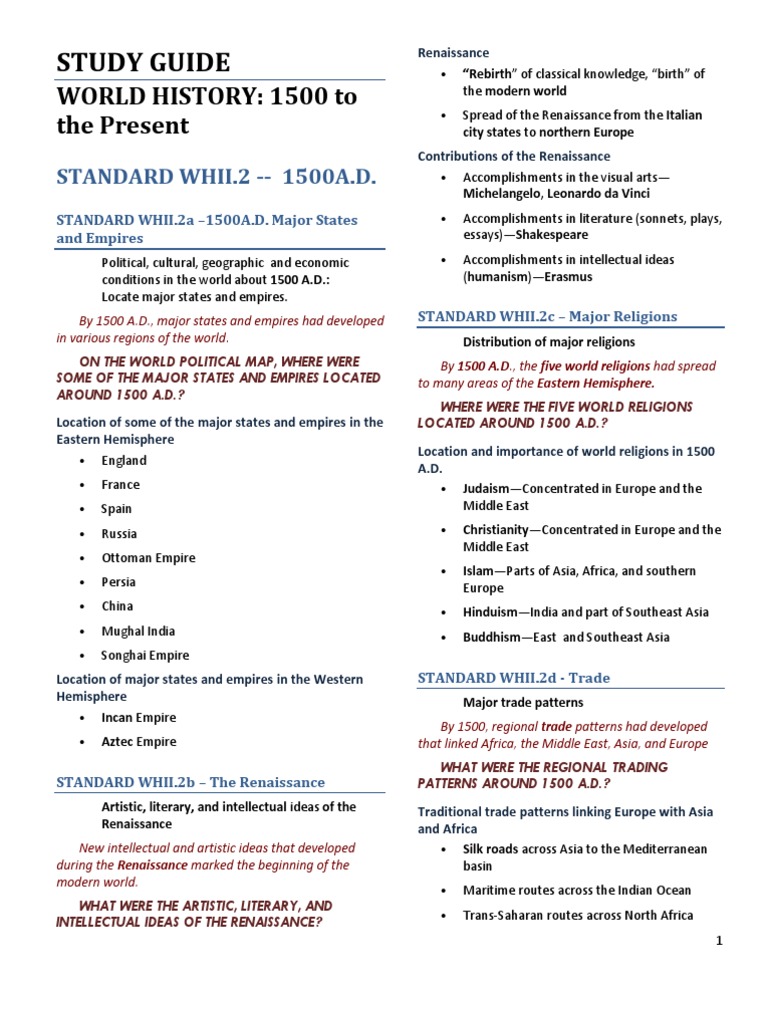 Study Guide: World History: 1500 To The Present | PDF | World War II ...