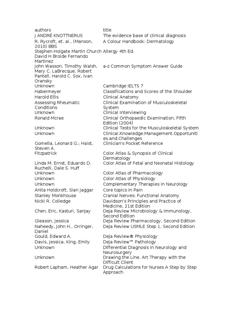 Medical E-Books List | PDF | Medicine | United States Medical Licensing ...