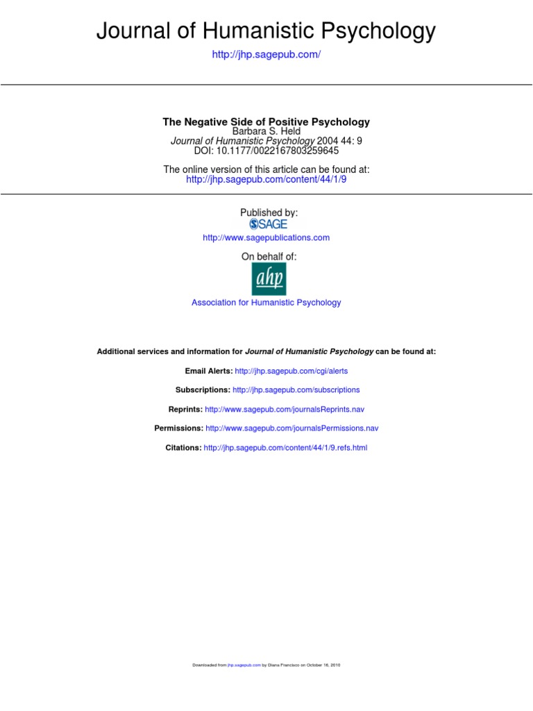 The Negative Side of Positive Psychology | PDF | Optimism | Positive ...