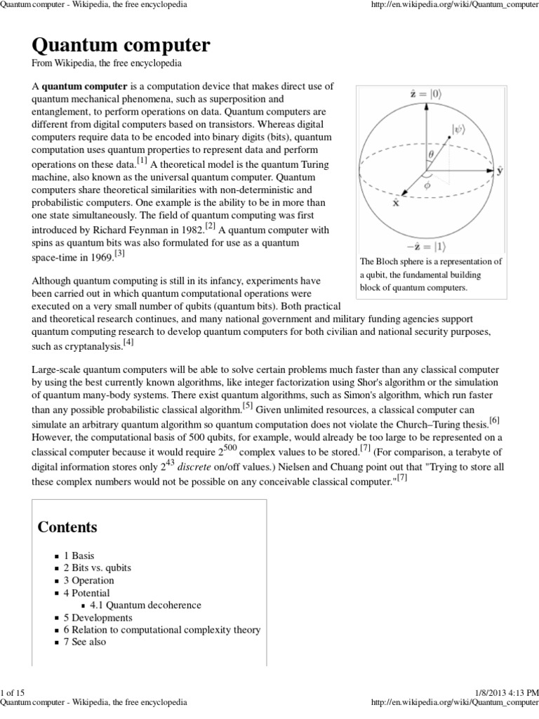 Quantum Computer - Wikipedia, The Free Encyclopedia | PDF | Business