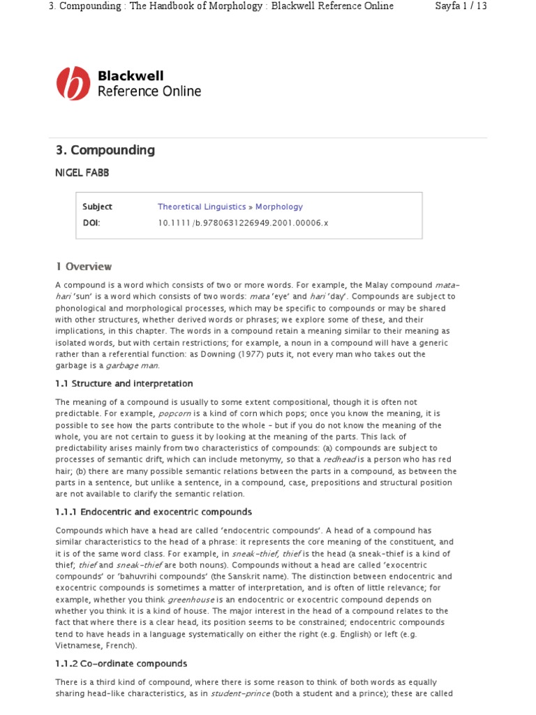 3 Compounding | PDF | Morphology (Linguistics) | Stress (Linguistics)