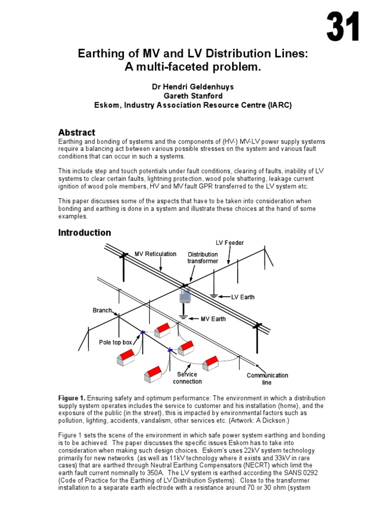 Earthing of MV and LV Distribution Lines | Electric Power System ...