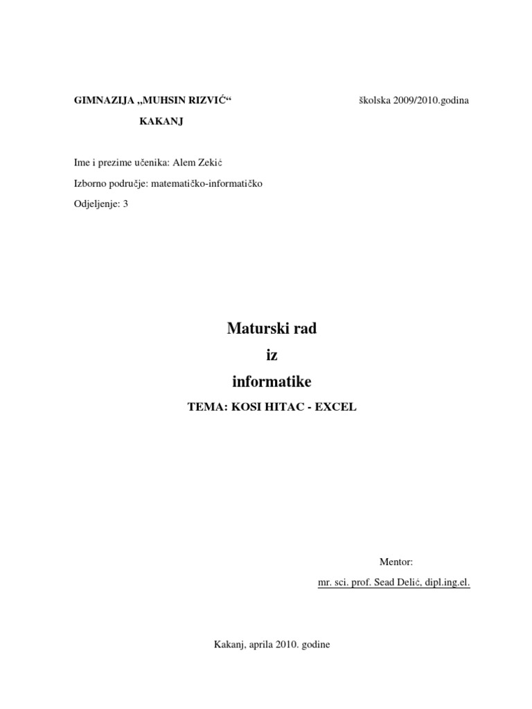 Kosi Hitac - Model | PDF