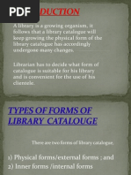 Types of Library Catalogues Explained | PDF | Part Of Speech | Libraries