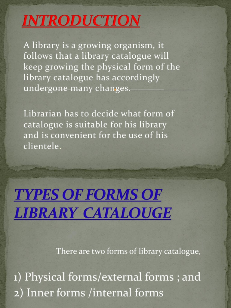 Types of Library Catalogue Forms | PDF | Libraries | Books