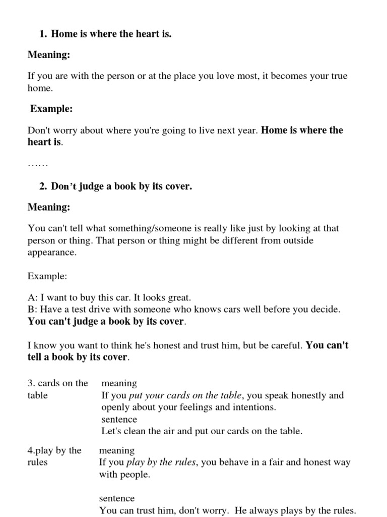 Home Is Where The Heart Is. Meaning | PDF | Idiom
