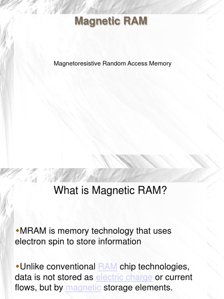 Magnetic RAM: Magnetoresistive Random Access Memory | PDF | Computer ...