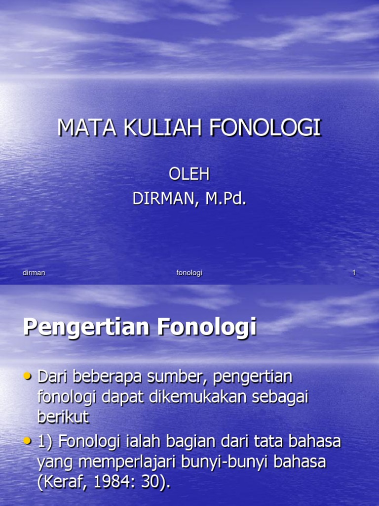 Mata Kuliah Fonologi | PDF | Seni & Disiplin Bahasa