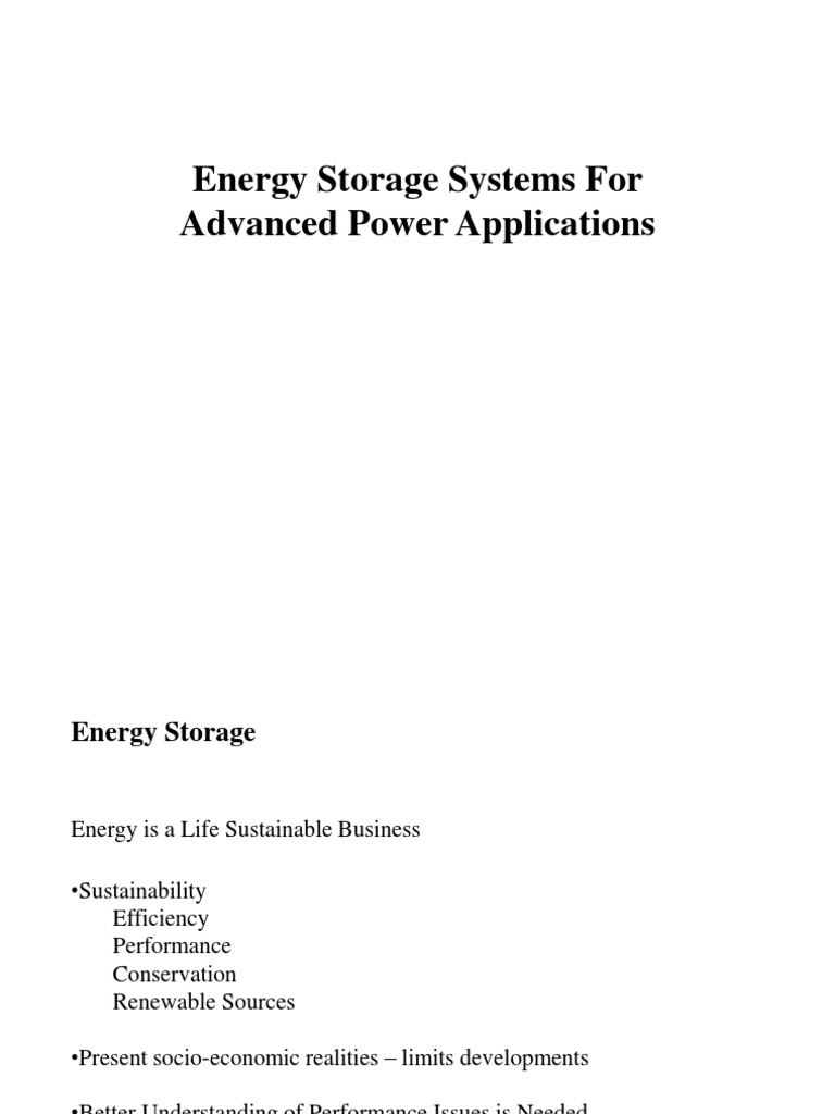 Energy Storage Systems For Advanced Power Applications | PDF | Energy ...