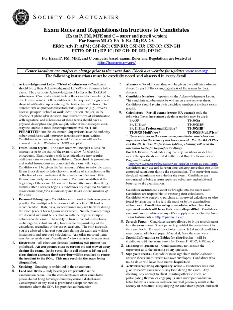 Exam Rules and Regulations/Instructions To Candidates | PDF | Identity ...