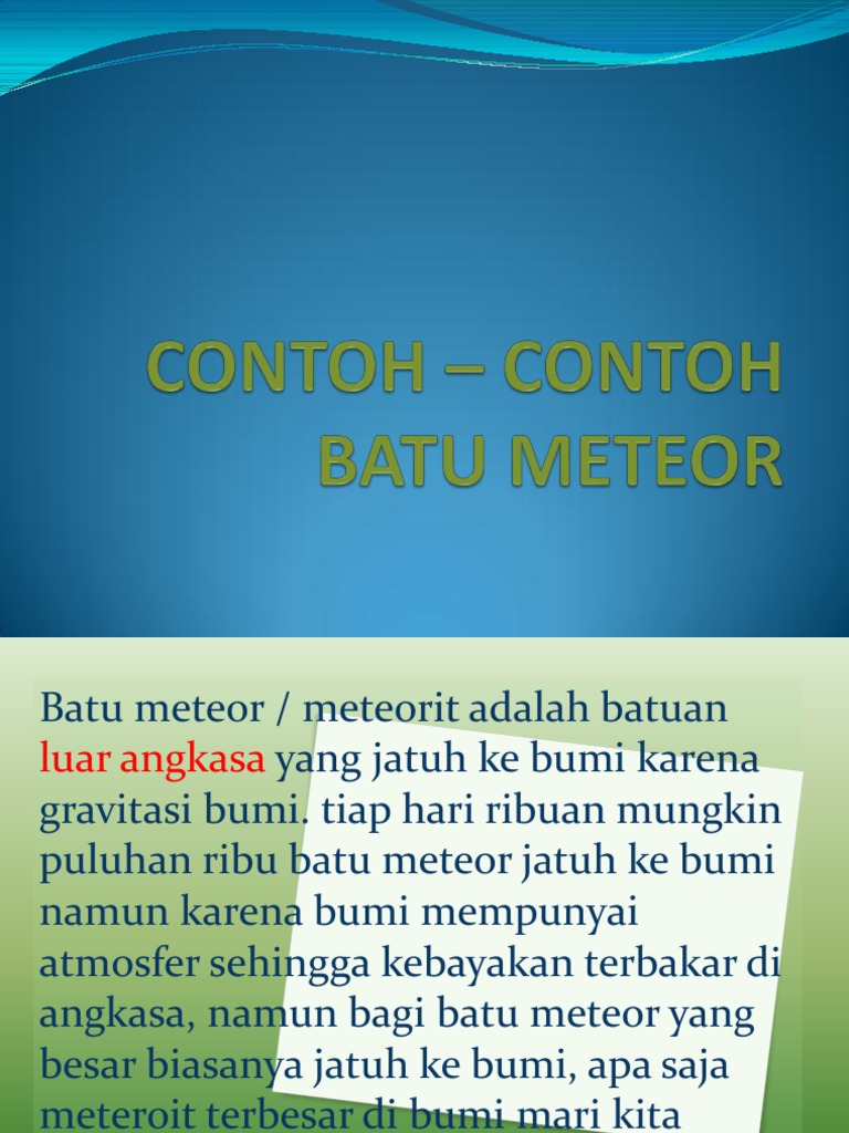 Contoh - Contoh Batu Meteor | PDF | Ilmu Sosial | Perjalanan