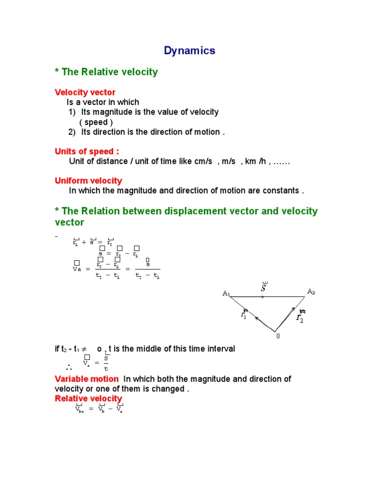 Dynamics: The Relative Velocity | PDF | Acceleration | Force