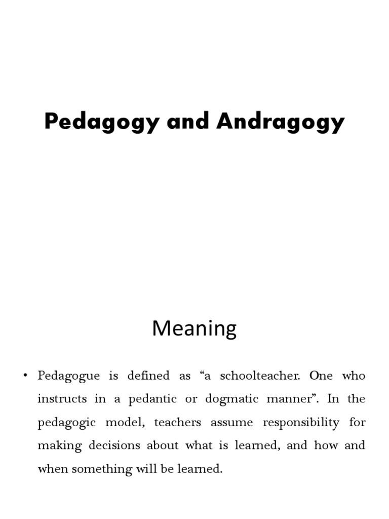 Pedagogy vs. Andragogy: Key Differences | PDF | Pedagogy | Facilitator