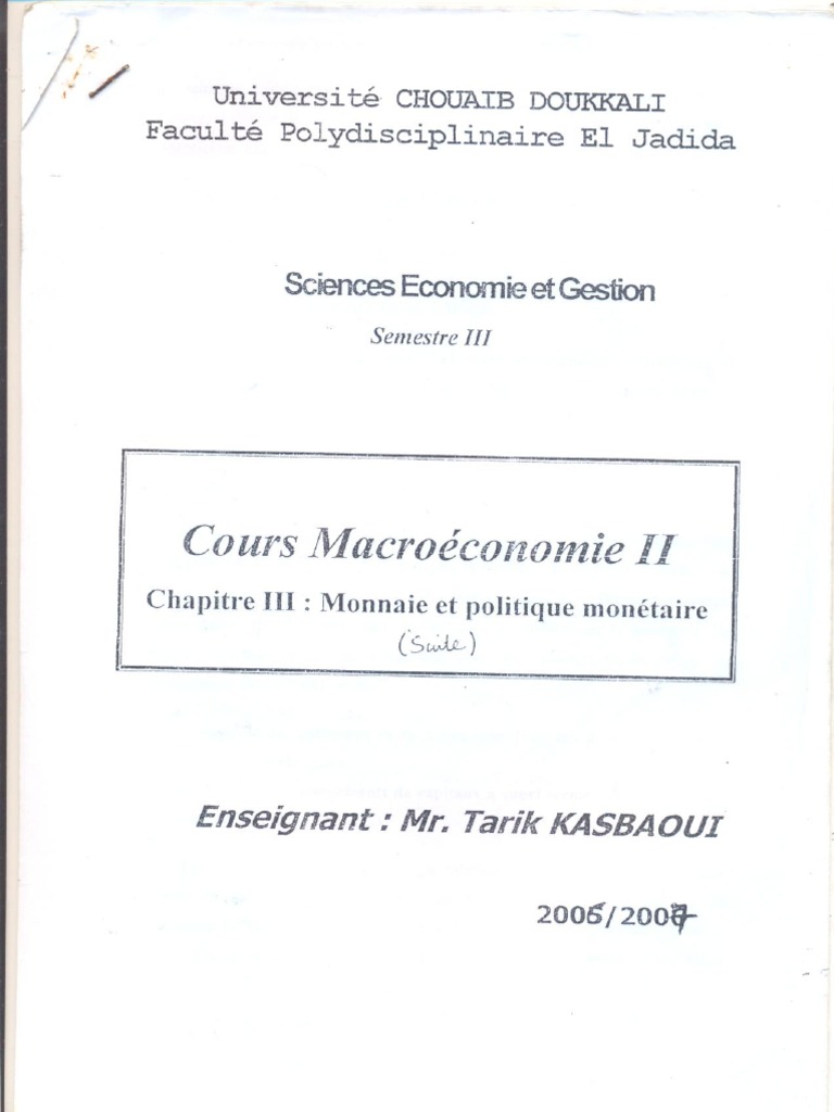 Monnaie Et Politique Monétaire (Suite) | PDF