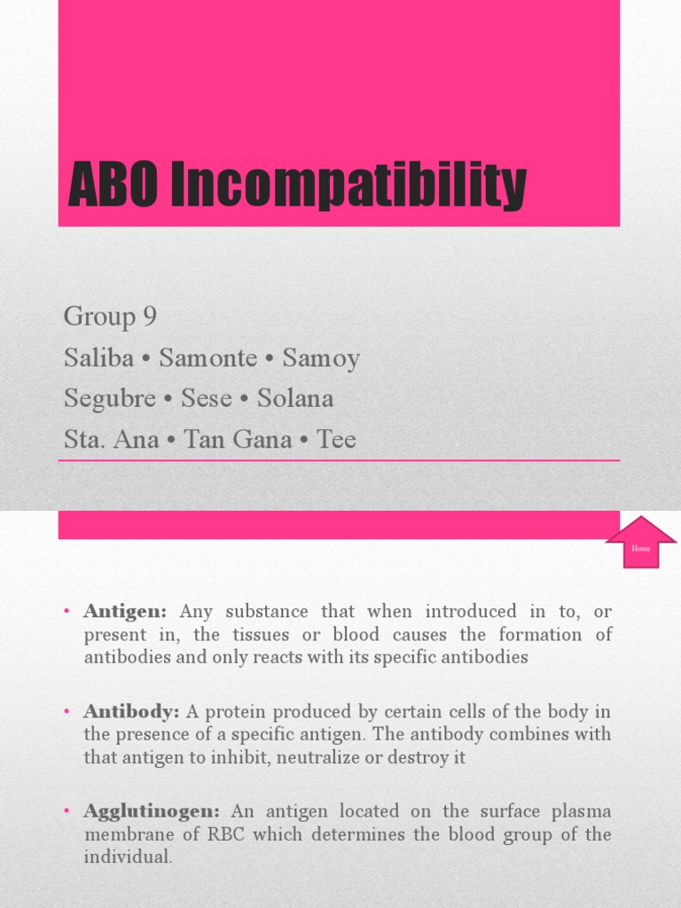 ABO Incompatibility: Group 9 Saliba - Samonte - Samoy Segubre - Sese ...