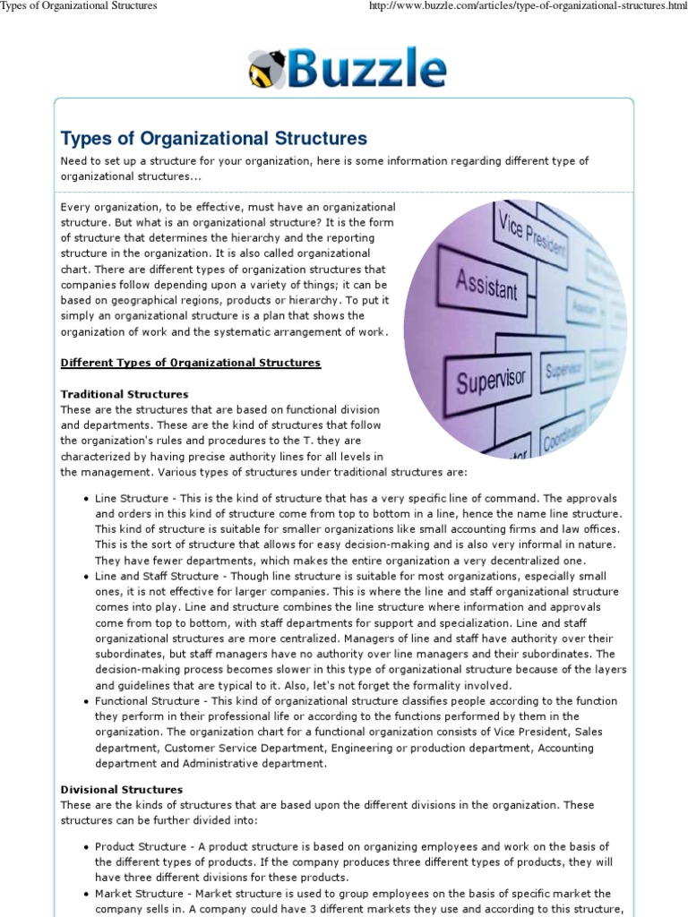 Types of Organizational Structures | PDF | Organizational Structure ...