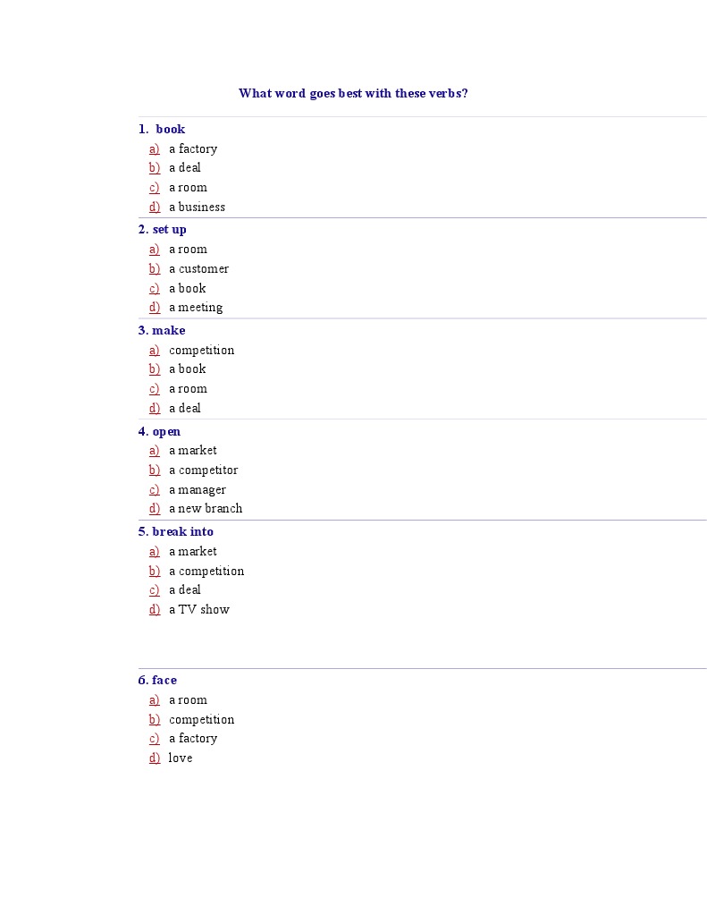 Best Word Combinations for Verbs | PDF