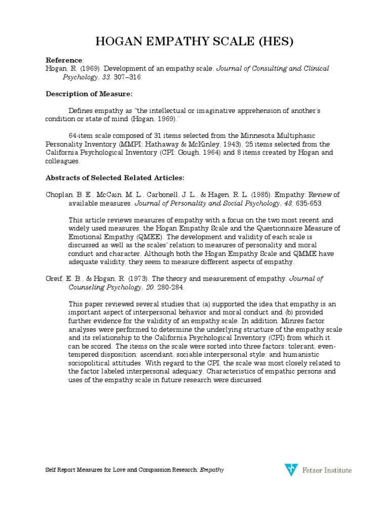 Empathy Scale. | Empathy | Behavioural Sciences
