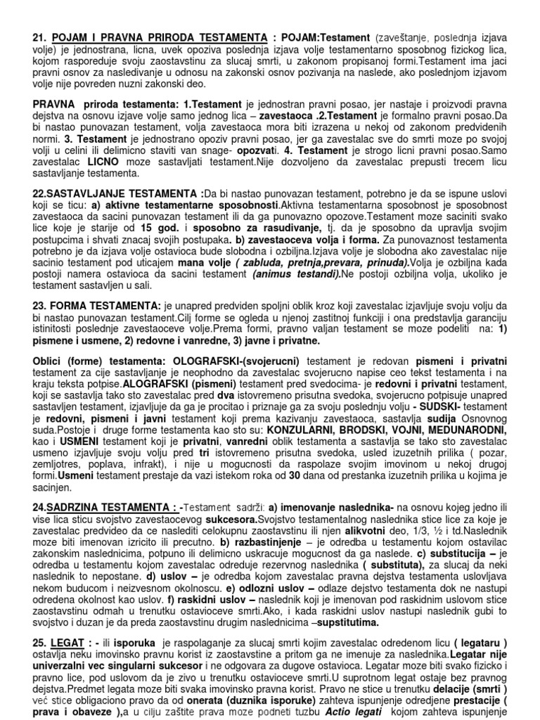 Nasledno Pravo II Kolokvijum Skraceno | PDF