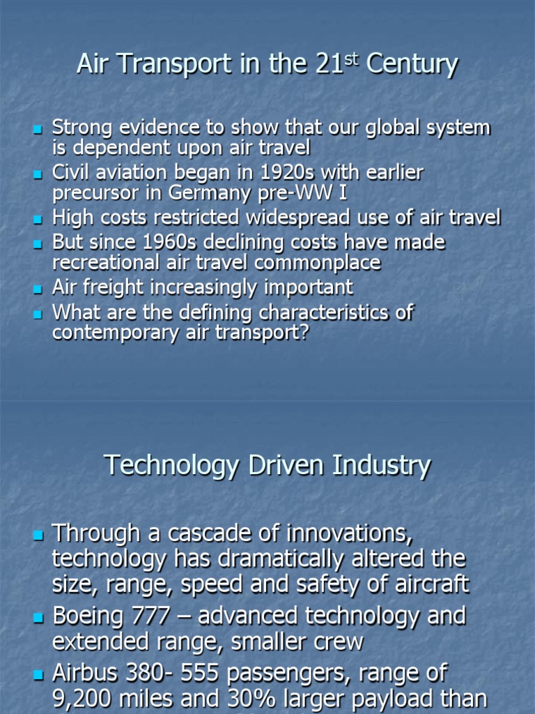 The Evolution of Global Air Transport: Technology, Deregulation, and ...