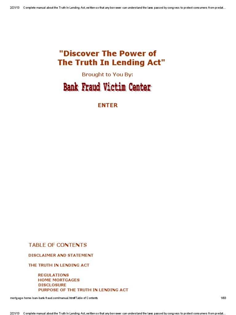 Tila | PDF | Truth In Lending Act | Credit (Finance)