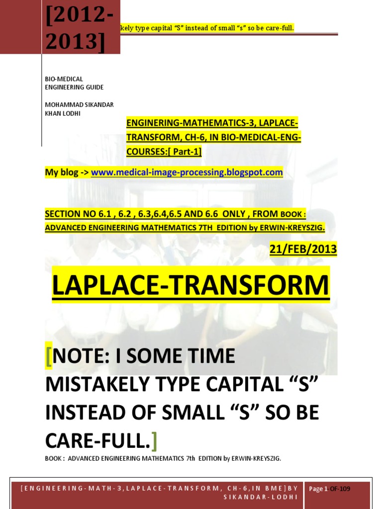 Laplace Transform, Engineering-Mathematics-3, Ch-6 in BME in PDF | PDF ... Laplace Transform, Engineering-Mathematics-3, Ch-6 in BME in PDF | PDF ...