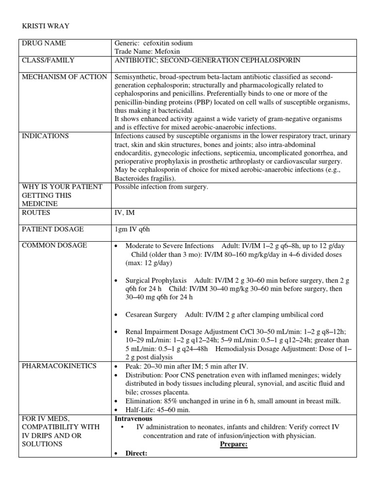Cefoxitin Sodium Mefoxin | PDF | Medicine | Clinical Medicine