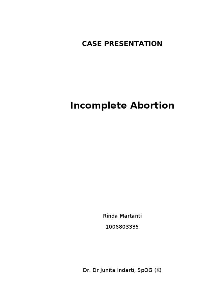 Incomplete Abortion | PDF | Miscarriage | Fetus