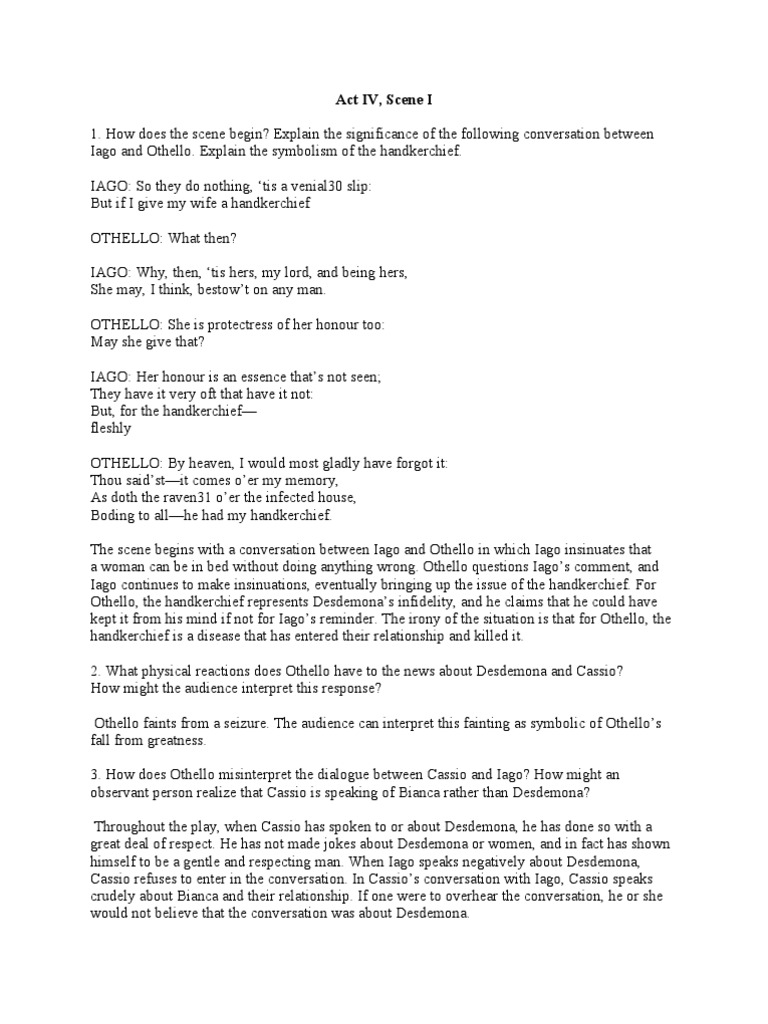Othello Act IV: Jealousy and Deceit | PDF | Iago | Othello