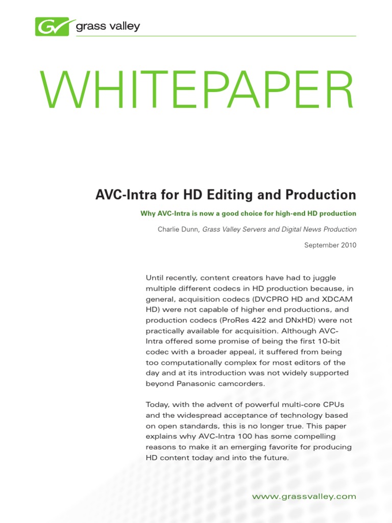 GV 4095M 1 AVC Intra Whitepaper | PDF | Data Compression | Codec