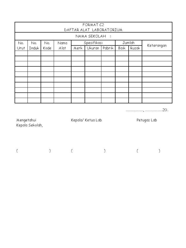 Format Administrasi Laboratorium | PDF