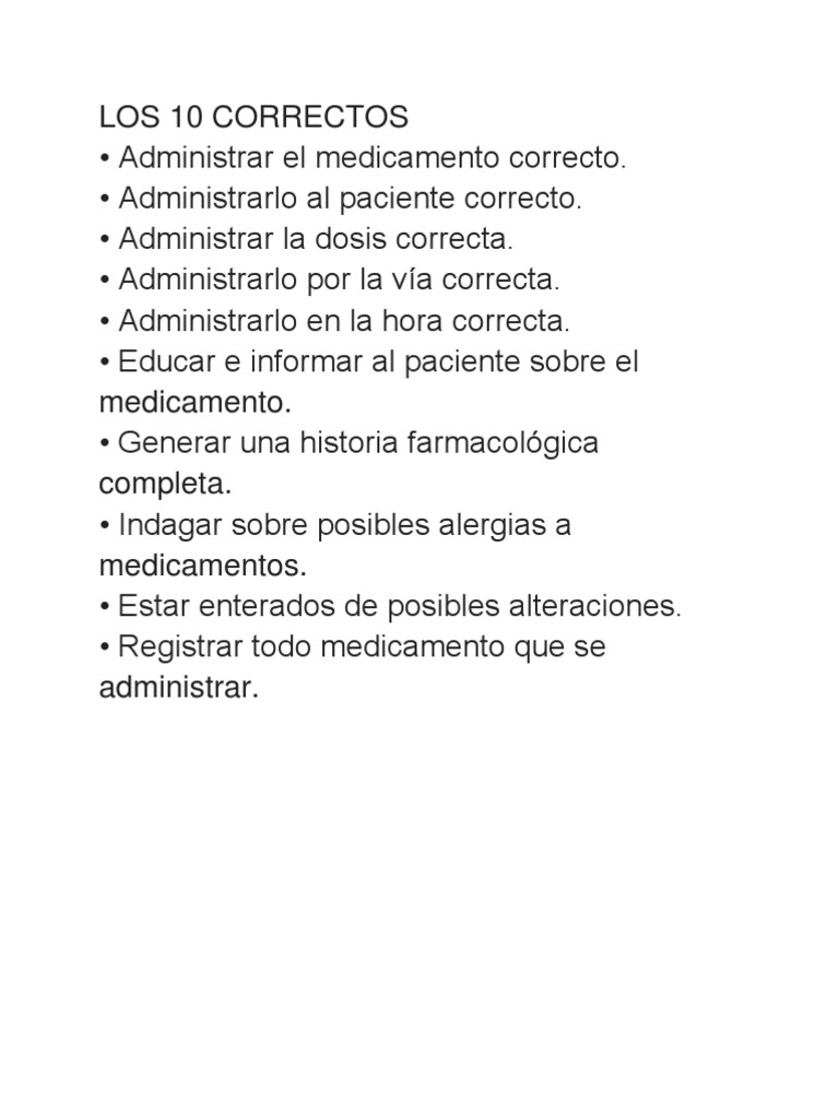 Los 10 Correctos | PDF | Medicamentos con receta | Farmacología