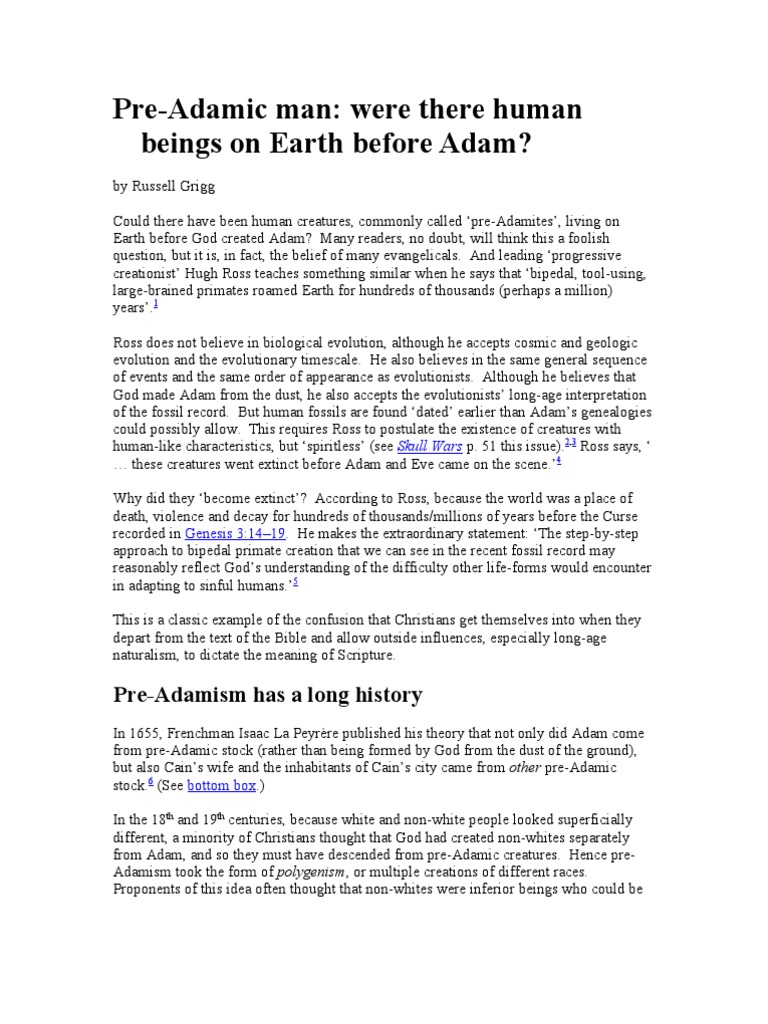 Pre-Adamic Man - Were There Human Beings on Earth Before Ada | Adam And ...