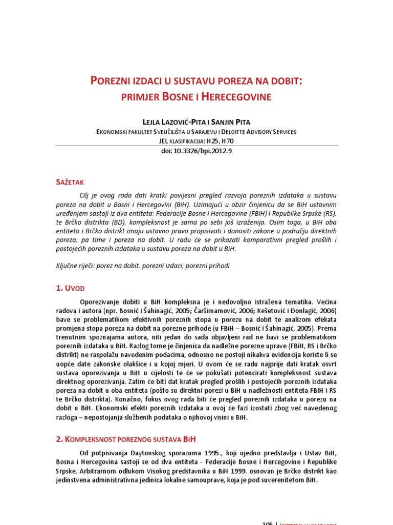Porezni Sustav Bih-A | PDF